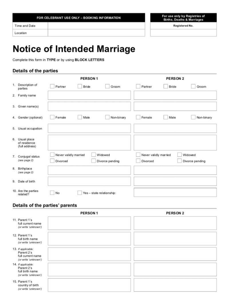 NOIM Form - What is the Notice Of Intended Marriage